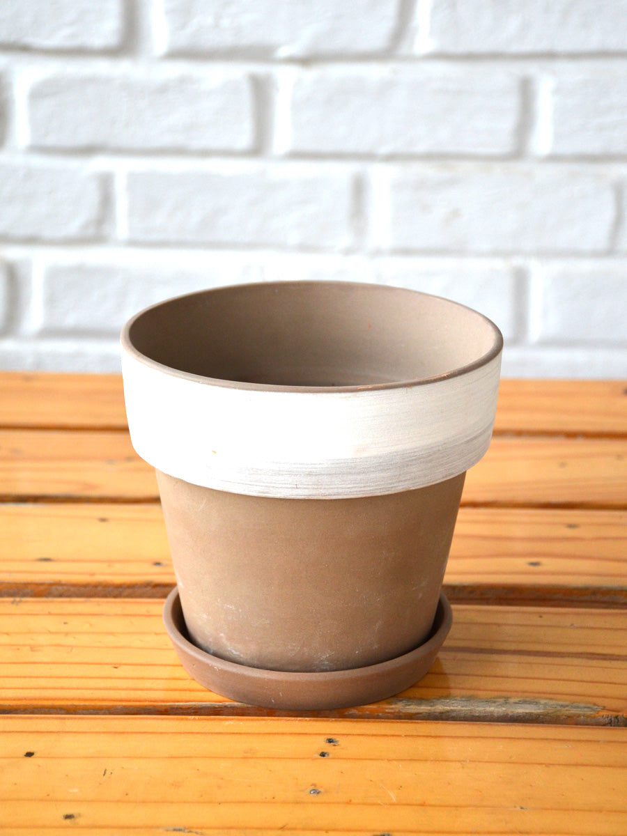 7 inch Banded Ceramic Pot in Terracotta finish — Mudfingers